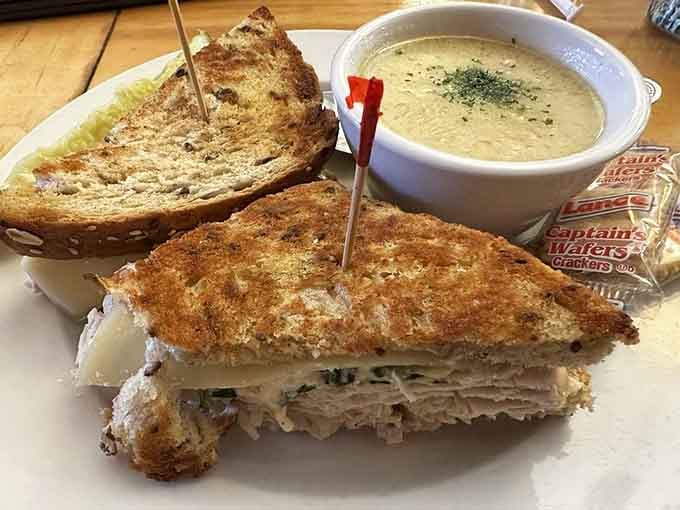 Turkey Artichoke Melt paired with Chicken Velvet Soup is comfort food's way of giving you a hug.