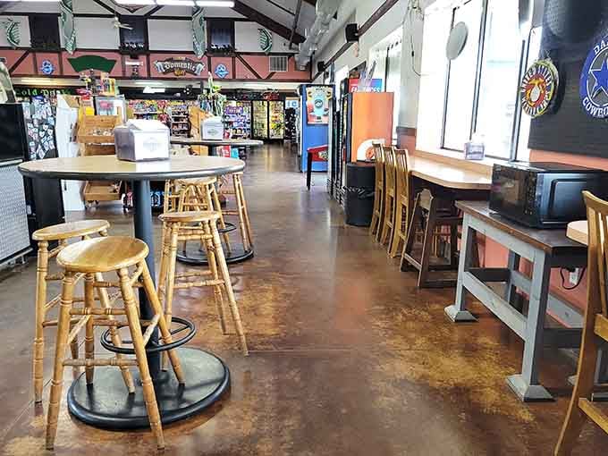 Casual seating invites you to actually slow down and enjoy your treats instead of inhaling them at seventy miles per hour.