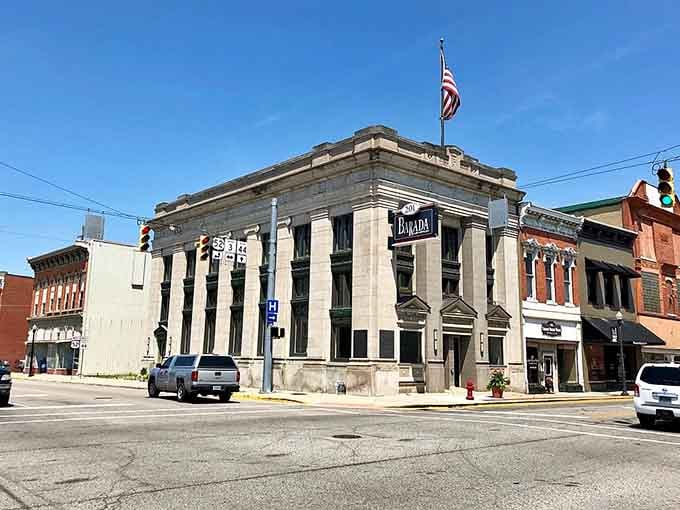 That historic bank building stands as proof that architecture used to mean something beyond mere function.