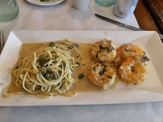 Shrimp piccata with linguine proves that sometimes simple preparations create the most memorable flavor combinations around town.