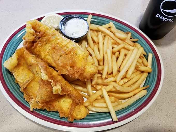 Beer-battered fish and fries that would make any Friday fish fry jealous of this everyday offering.