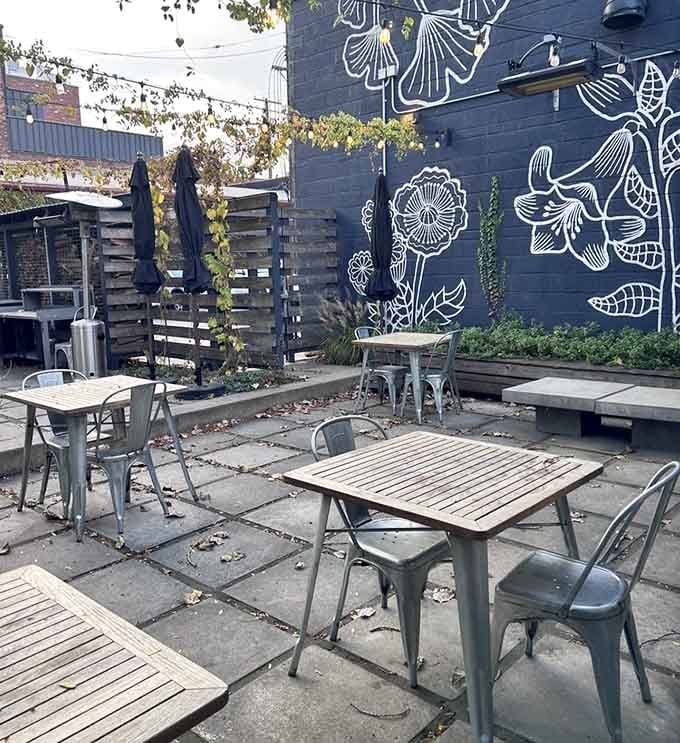 Outdoor seating that proves great meals taste even better when you're surrounded by creative urban charm.