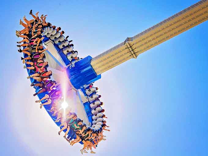 The universal expression of people who've just discovered what seventeen stories of pendulum motion feels like in real time.