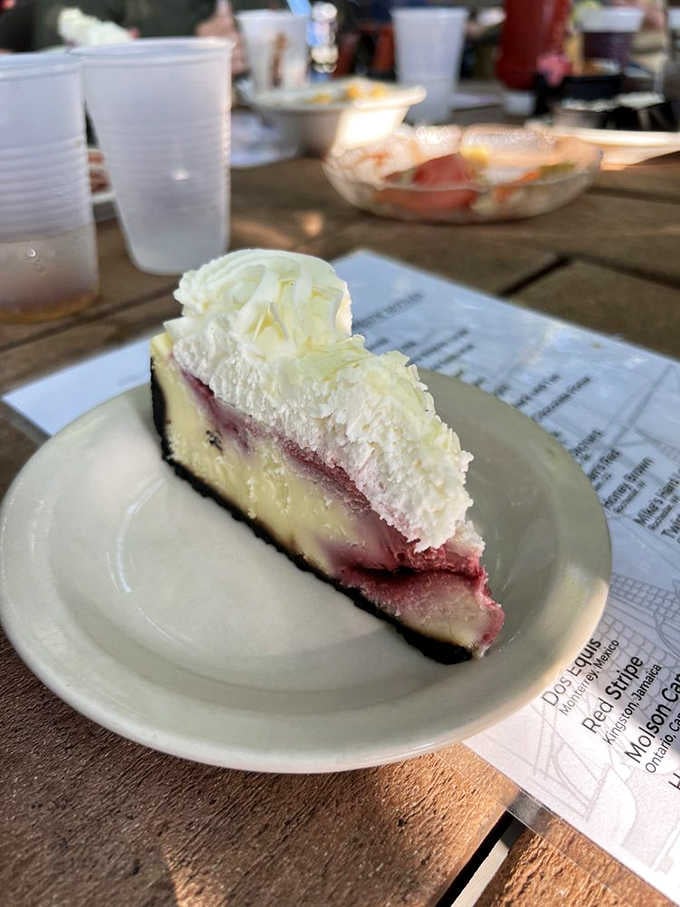 Raspberry cheesecake that's creamy, tangy, and the perfect sweet ending to your waterfront feast.
