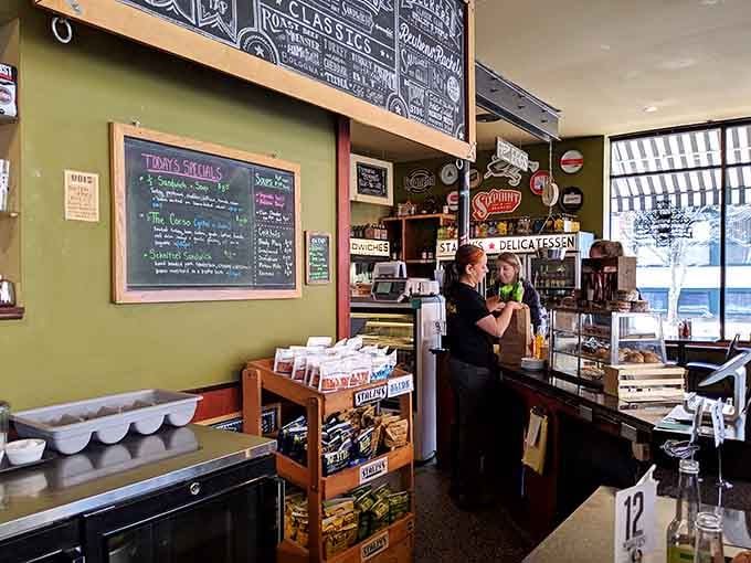 Order at the counter where chalkboard menus and vintage deli charm meet modern efficiency and friendly service.