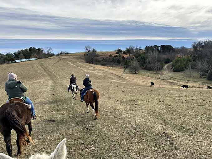 Rolling hills and horseback riding prove that some pleasures never go out of style, regardless of century.