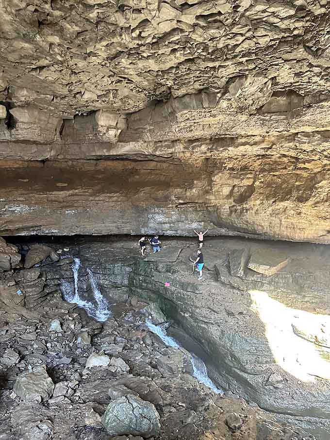 Water finds its way through solid rock, proving that persistence pays off even in geology.