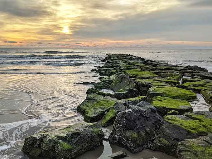 Sunset turns these moss-covered rocks into something Monet would've set up his easel for immediately.
