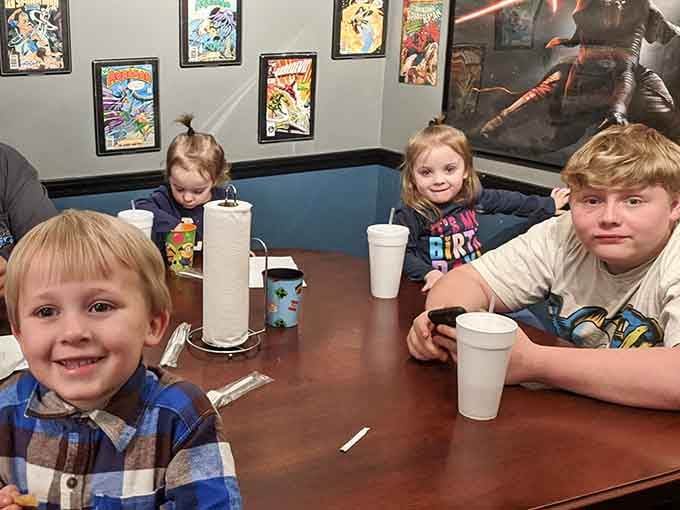 Happy faces around the table prove good food and great atmosphere create memories worth repeating often.