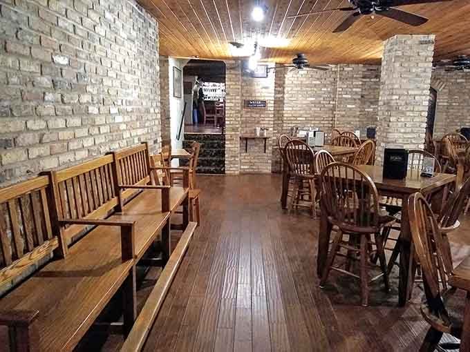 Another angle reveals the restaurant's commitment to making you feel like you've stepped into a European countryside inn.