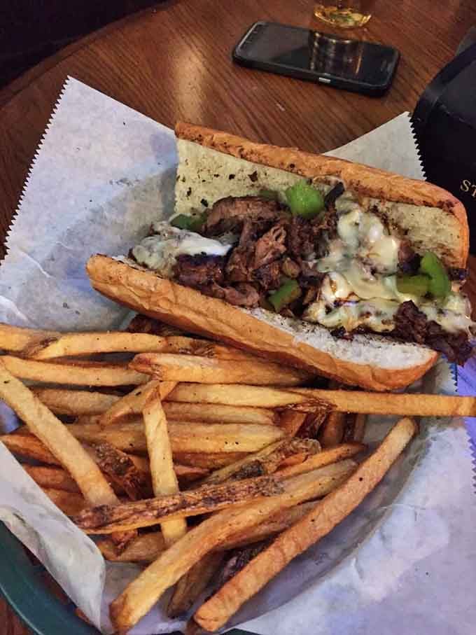 Philly cheesesteak loaded so generously it defies both gravity and your ability to finish it in one sitting.