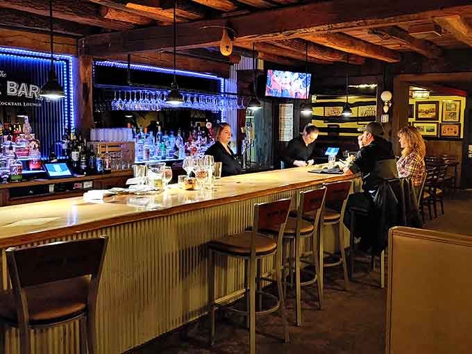 The bar where locals gather to discuss important matters like weather, sports, and perfect steaks.