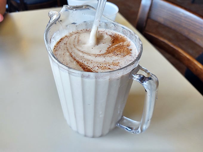 Sometimes you need something sweet and creamy to balance all that savory goodness—this horchata delivers perfectly.