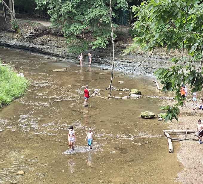 On warm days, the shallow pools become nature's playground for kids and the young at heart.