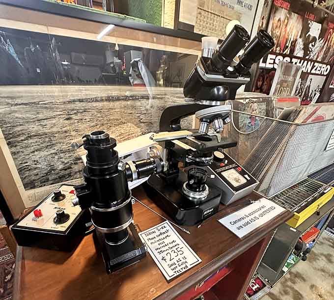 A vintage Nikon microscope proves that scientific equipment from decades past was built with serious style and substance.