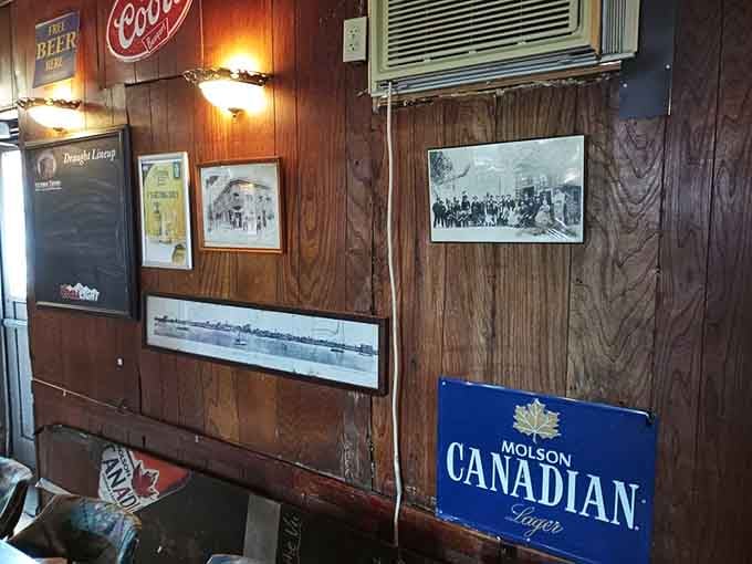 Vintage signs and photographs create a museum you can actually drink in, which is ideal.
