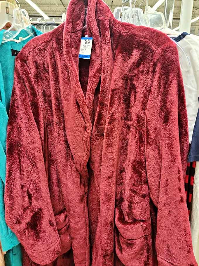 This plush burgundy robe screams luxury spa day, except you'll actually be able to afford it.