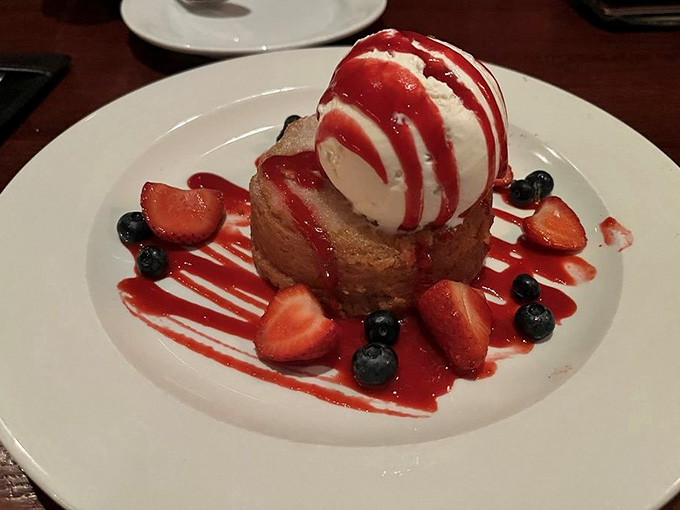 Butter cake topped with ice cream and berries, because sometimes dessert is absolutely non-negotiable today.