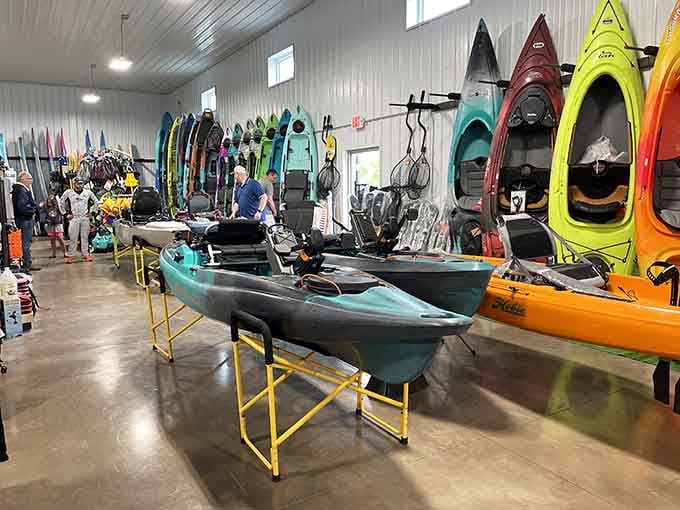 WaterDog Outfitters stocks enough kayaks to launch a small navy across White Lake's inviting waters.