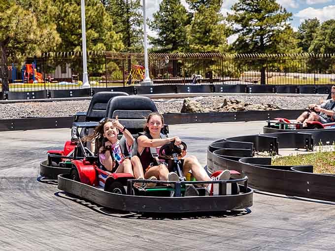 Go-karts provide that competitive thrill your grandkids need after sitting still in the car for three hours straight.