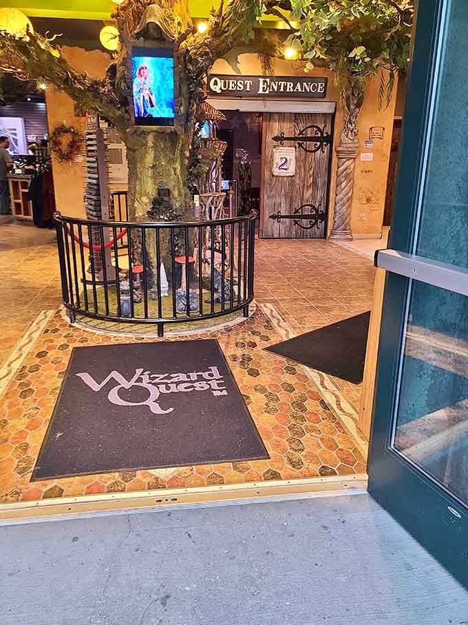 The quest entrance welcomes you with a promise: normal life stays outside, adventure begins here.