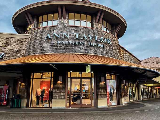 Ann Taylor Factory Store's elegant facade promises sophisticated finds at prices that won't require a second mortgage or financial counseling.