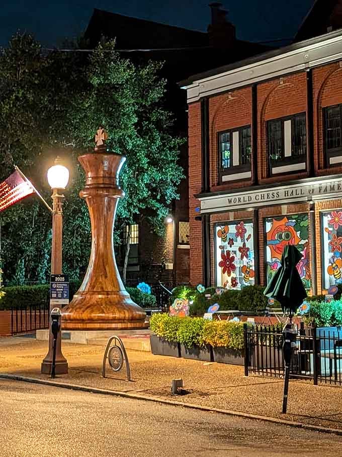 From street level, this monument to strategic thinking towers over the charming Central West End neighborhood perfectly.