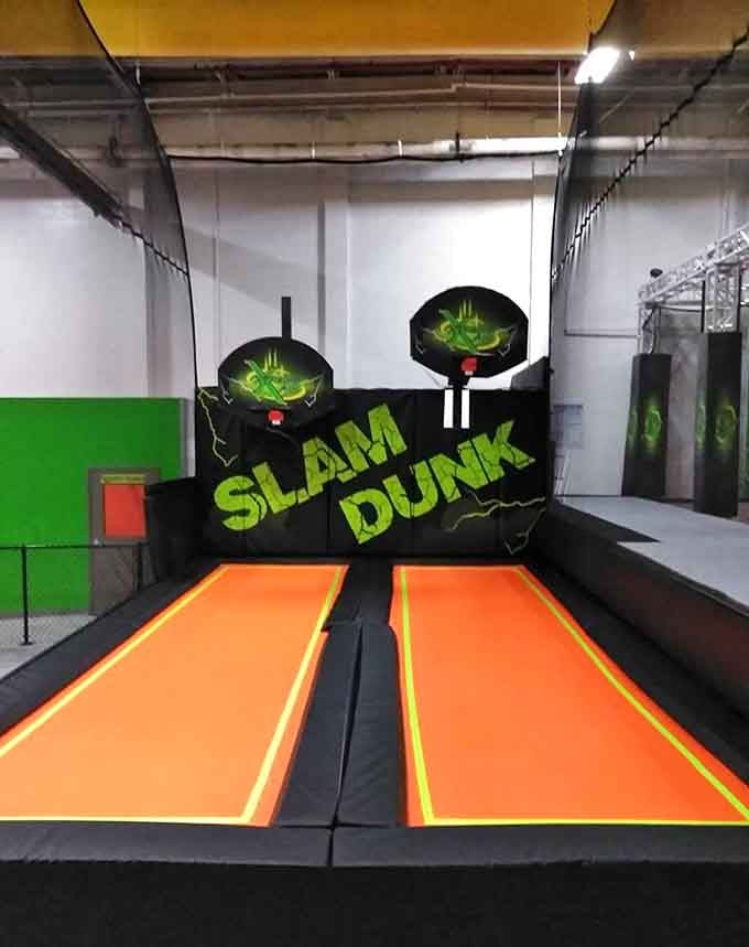 Slam dunk lanes where even us vertically challenged folks can finally experience our Michael Jordan moment, trampoline-assisted.