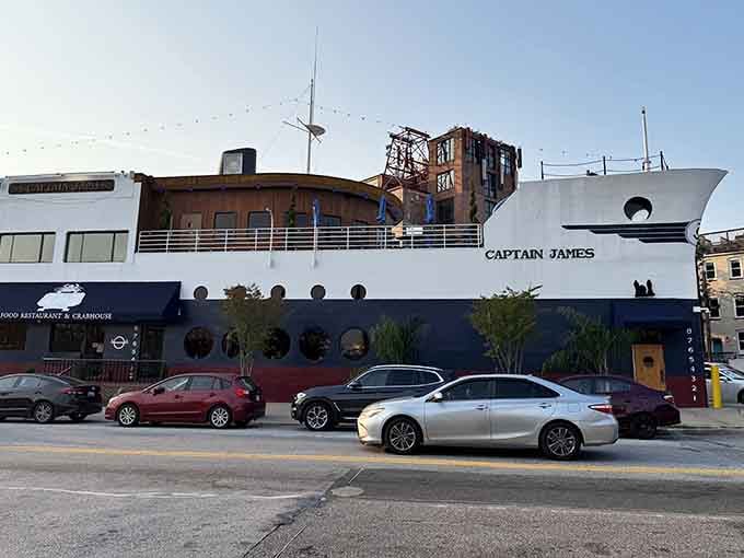 This vessel permanently docked becomes your dining destination, combining maritime adventure with serious seafood without leaving shore.