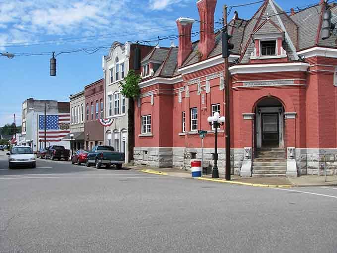 Main Street stretches wide and welcoming, with angle parking that says "stay awhile" instead of "hurry through."