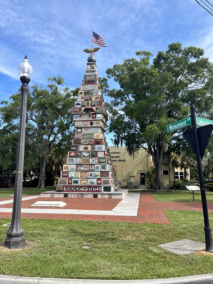 This pyramid of stones from every state stands as a patriotic tower that's part history lesson, part scavenger hunt.