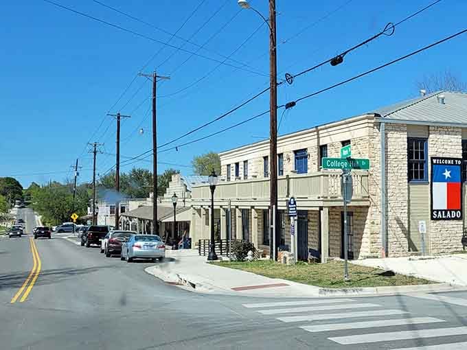 College Hill Street welcomes you to a town where limestone buildings and live oaks create shade and stories in equal measure.