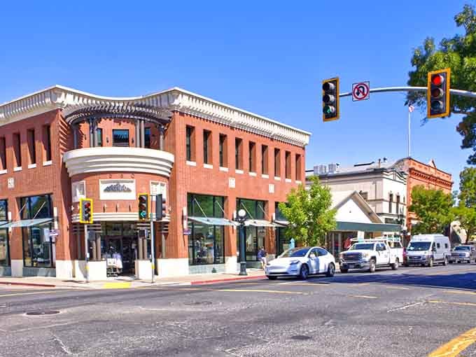 Early morning light catches empty streets in this alpine village where breakfast spots will soon fill with hungry hikers.