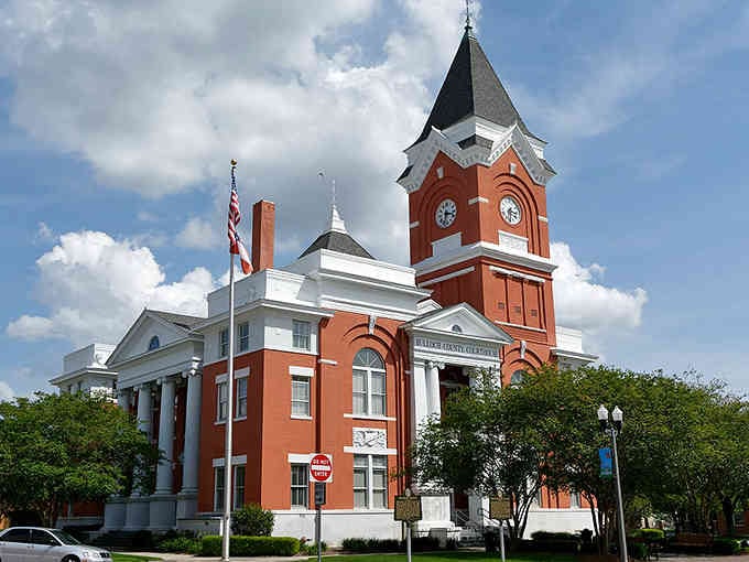 The ornate clock tower and terra-cotta facade make this courthouse a landmark that commands respect and admiration from every angle.