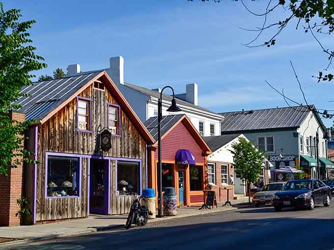 Quirky wooden buildings painted in cheerful colors announce you've arrived somewhere that celebrates individuality over cookie-cutter conformity.