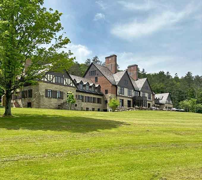 Tudor-style architecture and manicured lawns create an estate that looks plucked from the English countryside.