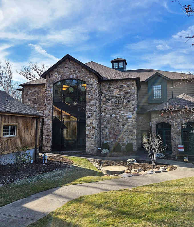 Stone archways and museum signage invite discovery in this charming building where local history comes alive through careful preservation.