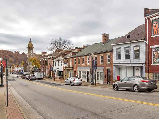 Historic buildings march down the hill in perfect formation, each one a testament to craftsmanship that's increasingly rare today.
