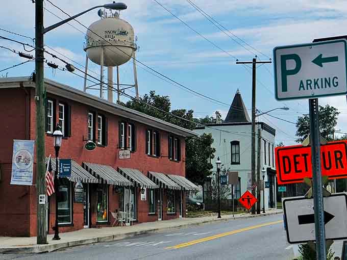 The water tower watches over Snow Hill like a friendly giant, marking this charming town from miles away.