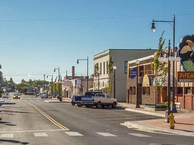 Decorative streetlights and planters show community pride, proving that small touches make big differences in creating welcoming spaces.
