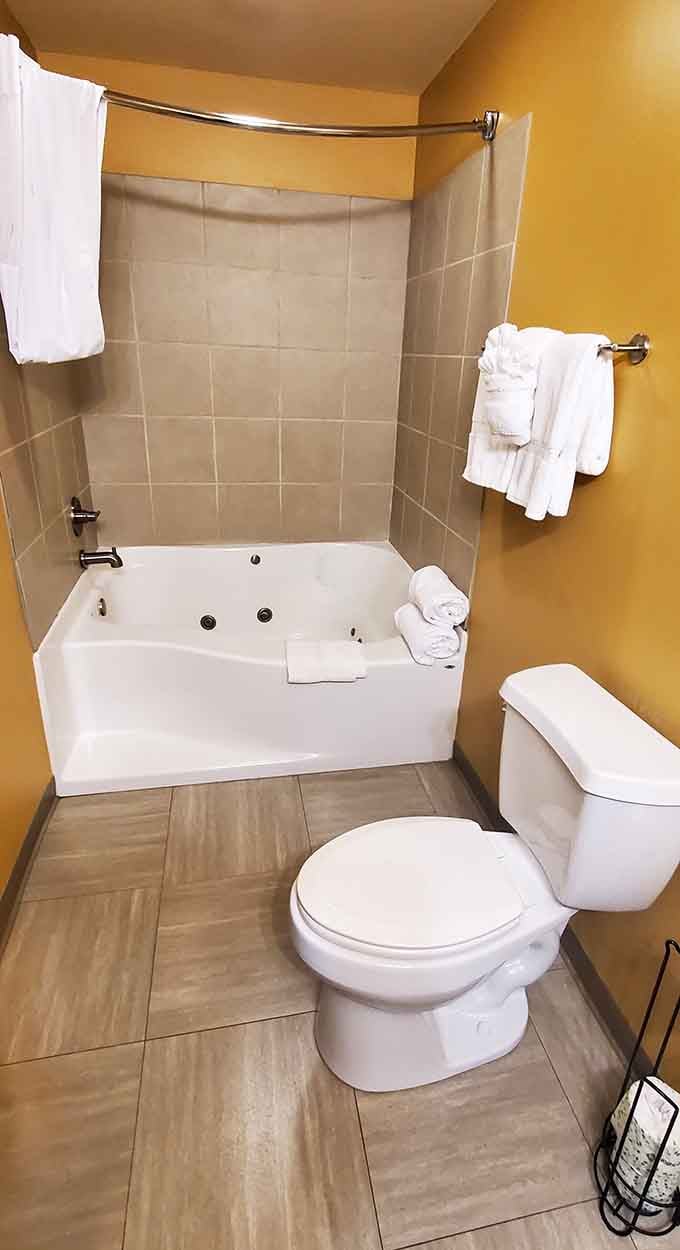 A jetted tub awaits weary travelers who've earned some serious soaking time after bluff adventures.