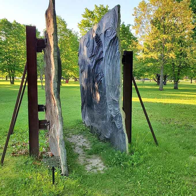 This sculpture captures motion in stillness, frozen mid-gesture like a dancer who decided to take a very long break.