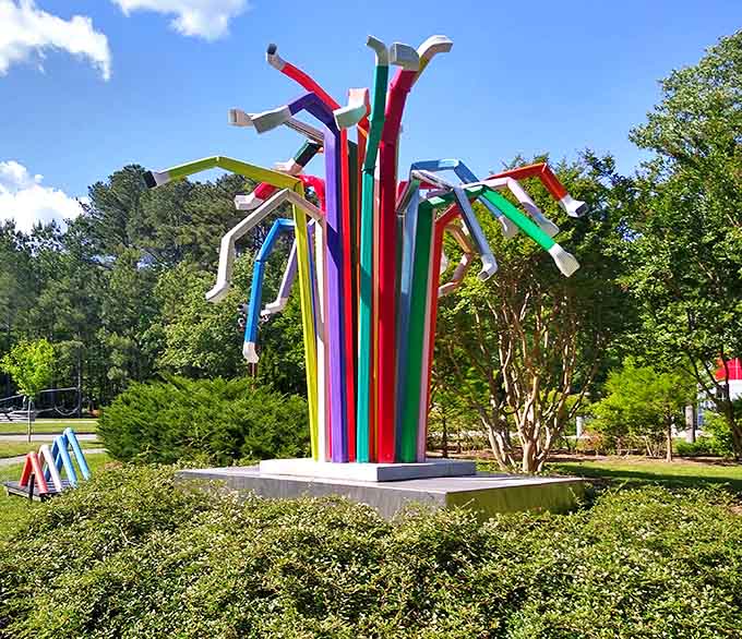 Who knew industrial plumbing parts could become a rainbow explosion of pure artistic joy and whimsy?