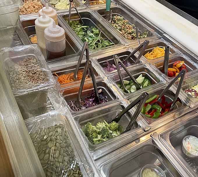 Fresh toppings and crisp vegetables stand ready to complement your meat mountain with colorful, crunchy contrast.