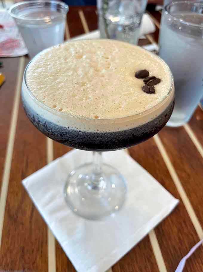 That layered martini looks like it's dressed for a fancy evening out, even if you're wearing your beach sandals.