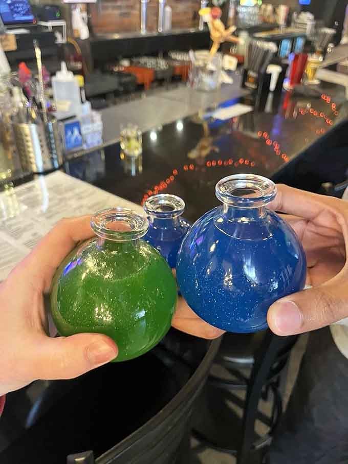 These potion bottles contain colorful concoctions that look straight out of a fantasy RPG inventory screen.