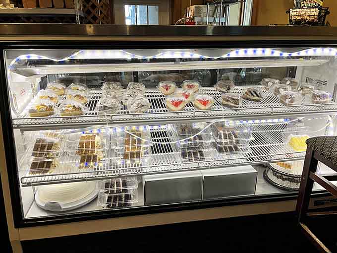 Save room for dessert because that display case is filled with sweet temptations that deserve your full attention.