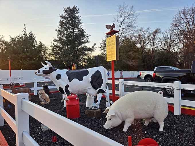 Those whimsical farm animals outside hint at the playful personality waiting inside this barbecue haven.