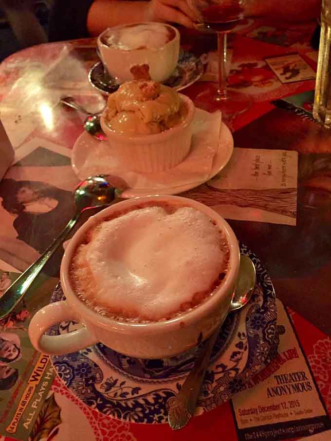 Cappuccinos served in vintage teacups on mismatched saucers add old-world charm to your caffeine fix perfectly.
