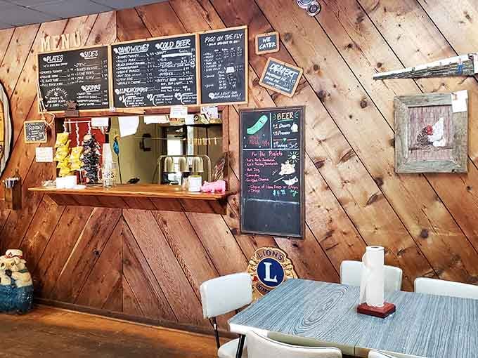 The order counter displays its chalkboard menus like proud diplomas in the art of Southern barbecue.